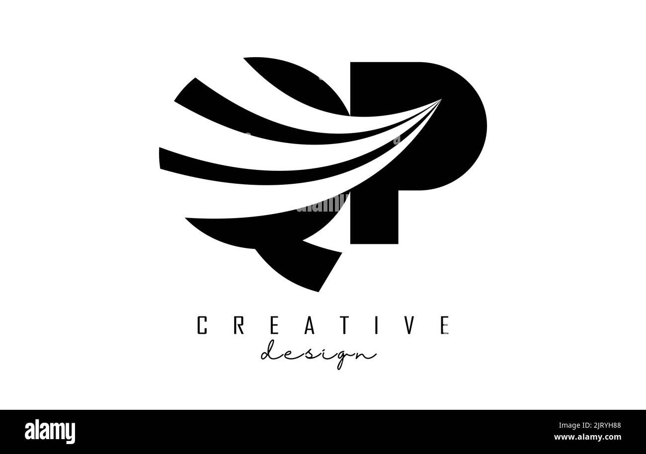 Creative black letter QP q p logo with leading lines and road concept ...