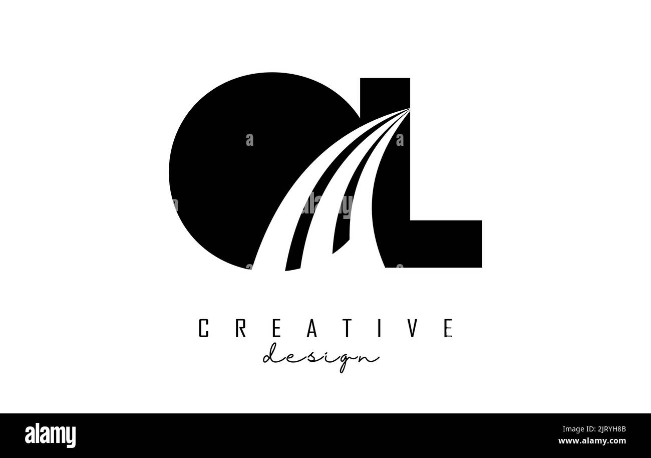 Creative black letter OL o l logo with leading lines and road concept ...