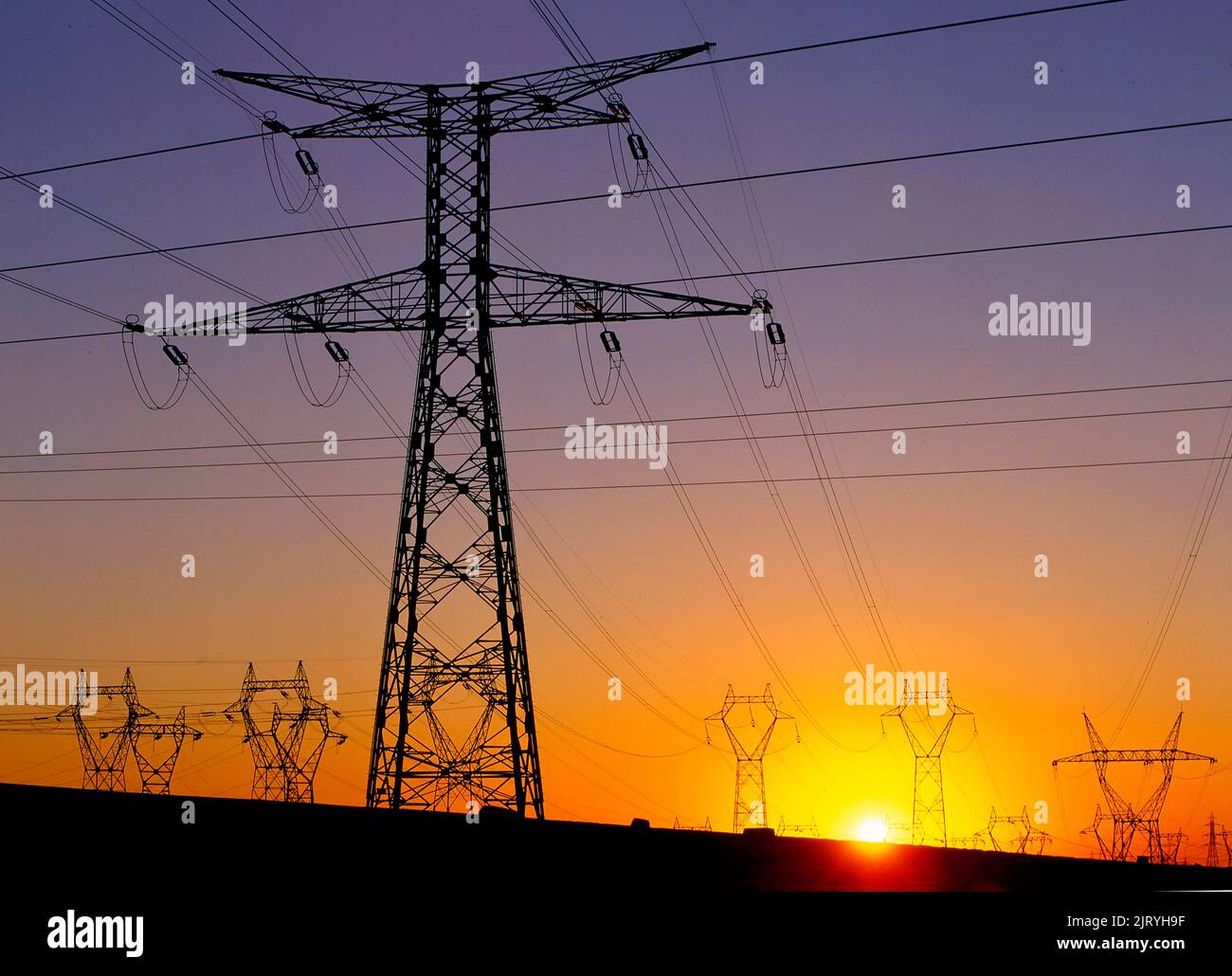 Power lines, overhead line, supply lines, electrosmog, environmental ...