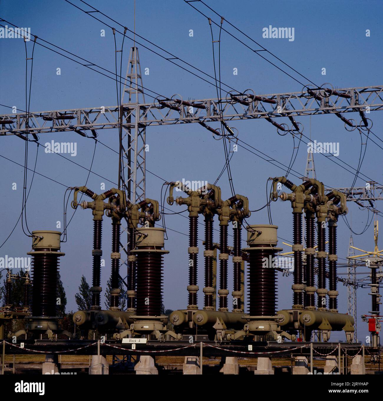 High voltage plant, NPP, nuclear power plant, insulators, Gundremmingen ...