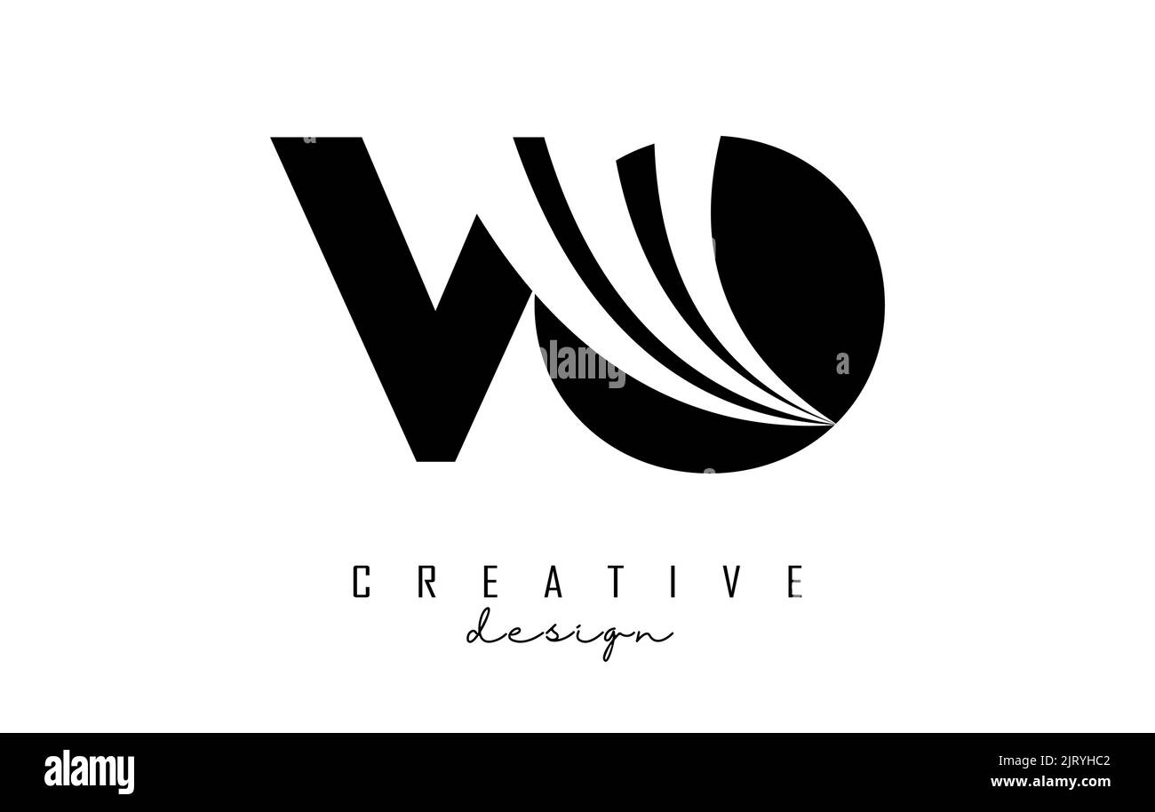 Creative black letter VO v o logo with leading lines and road concept ...