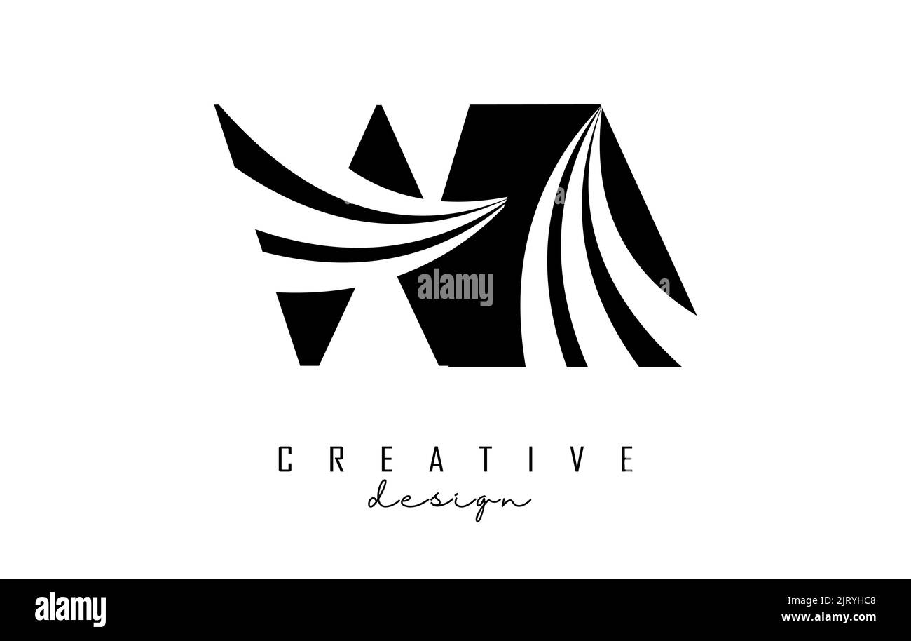Creative black letter WA w a logo with leading lines and road concept ...