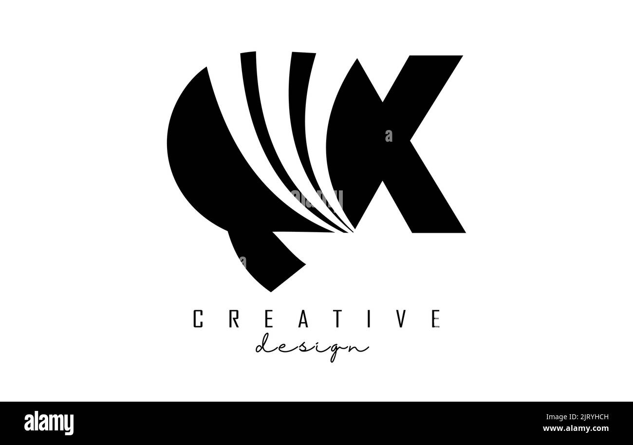 Creative black letter QX q x logo with leading lines and road concept ...