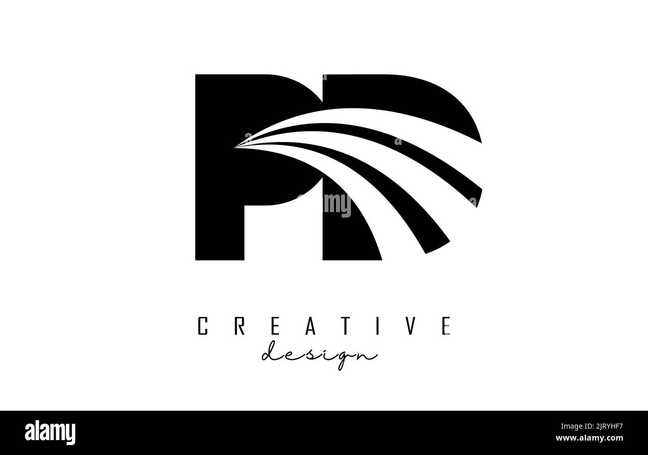 Creative black letter Pd p d logo with leading lines and road concept ...