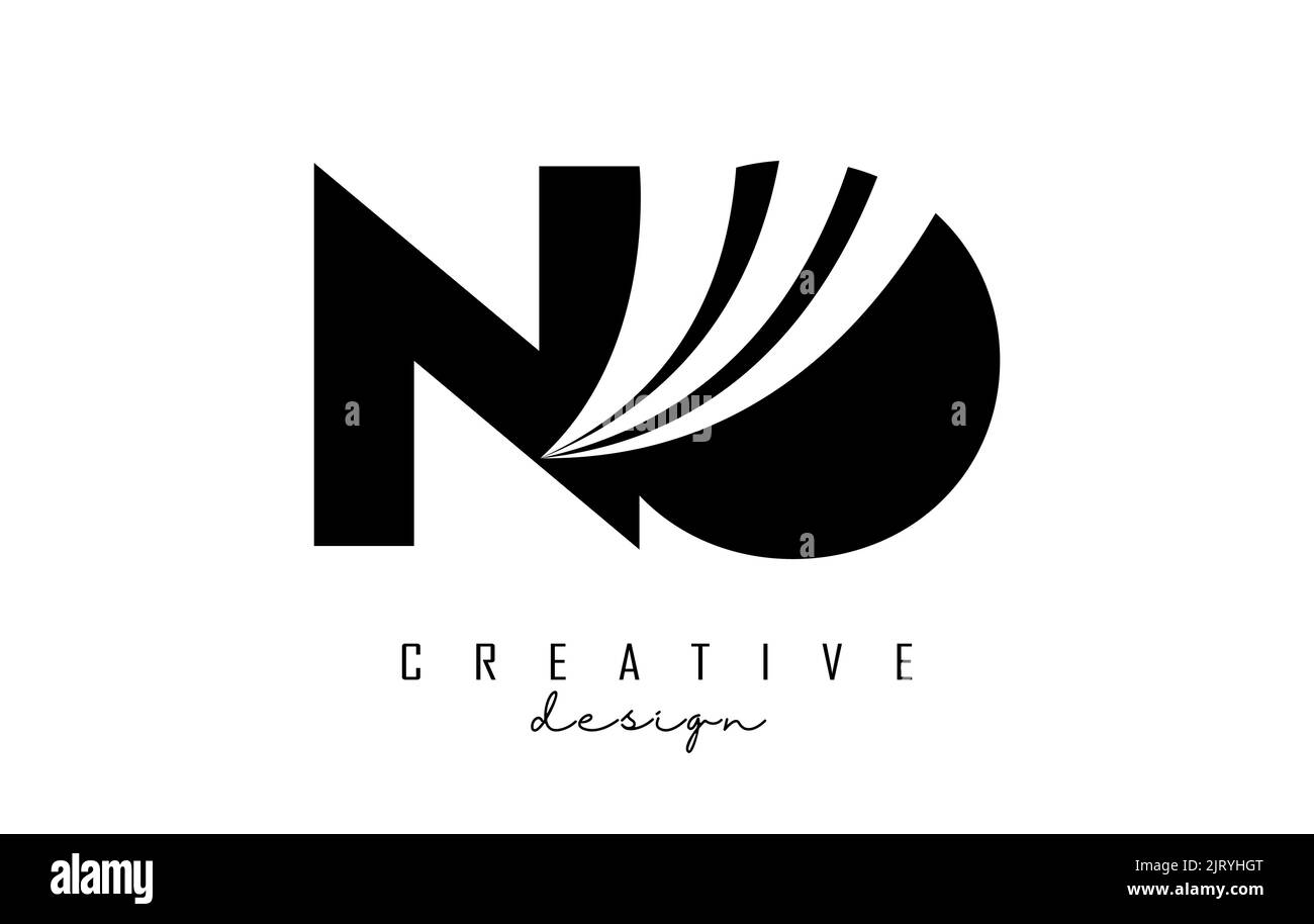 Creative Black letter NO n o logo with leading lines and road concept ...