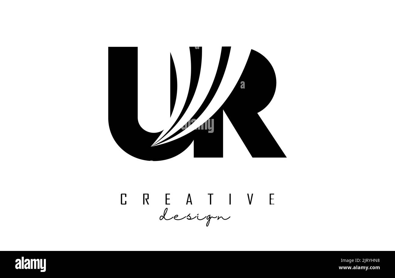 Creative black letter UR u r logo with leading lines and road concept ...