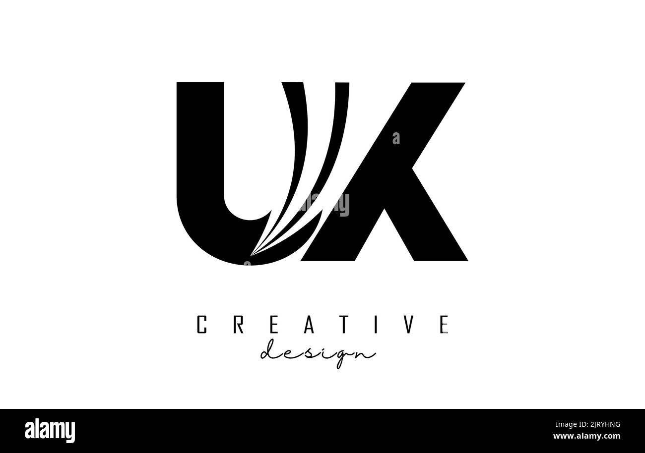 Creative black letter UX u x logo with leading lines and road concept ...