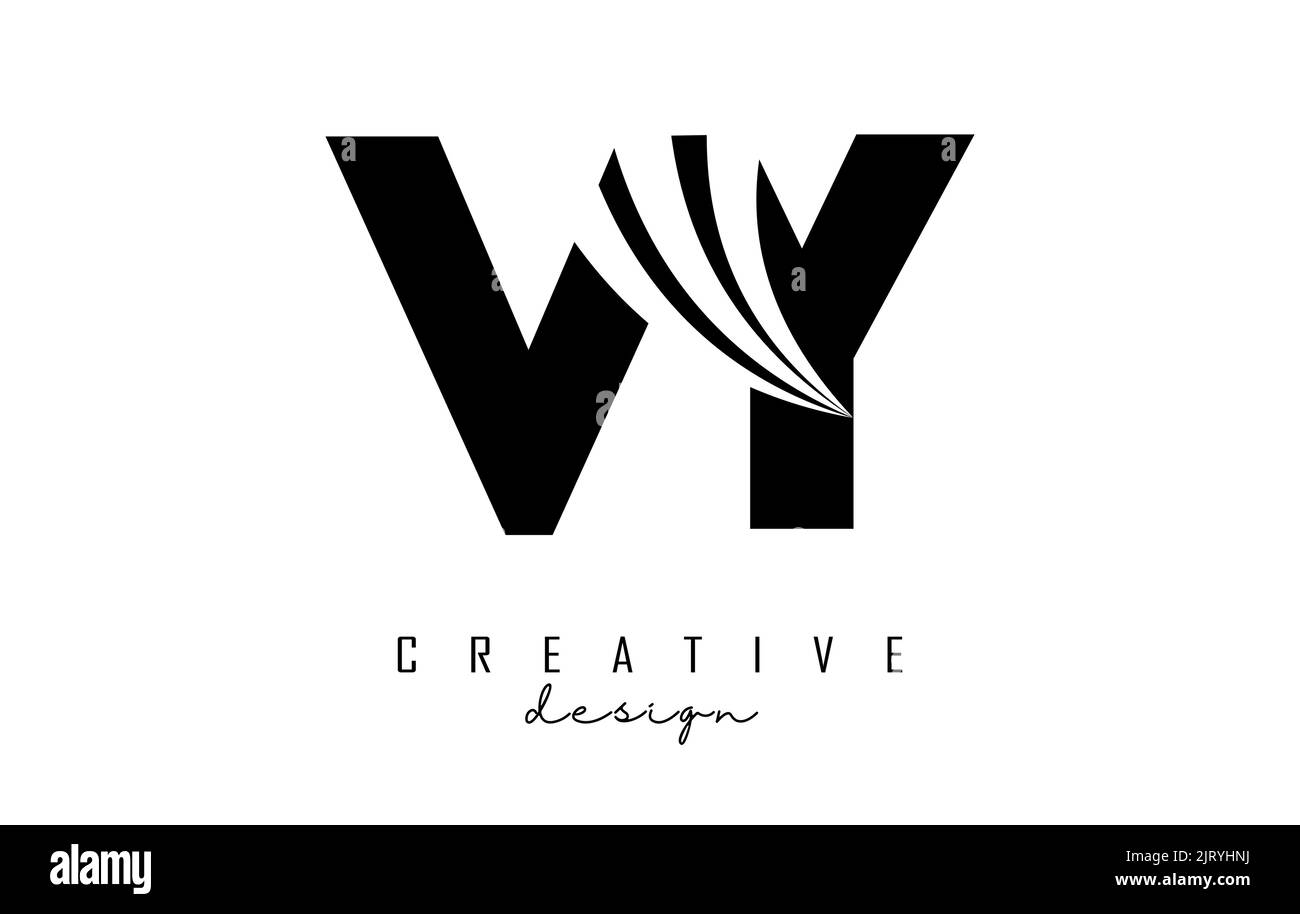 Creative black letter VY v y logo with leading lines and road concept ...