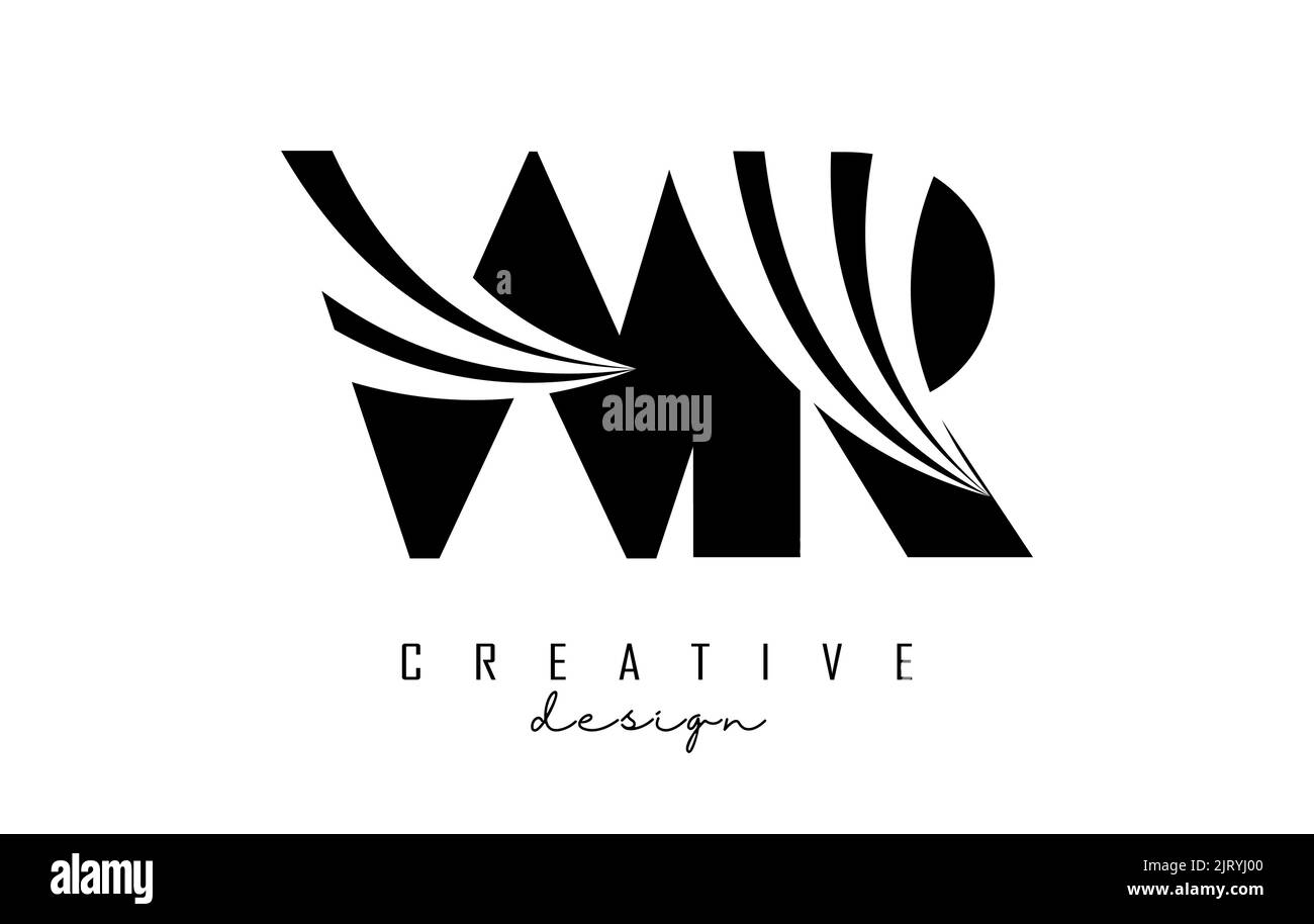 Creative black letter WR w r logo with leading lines and road concept ...