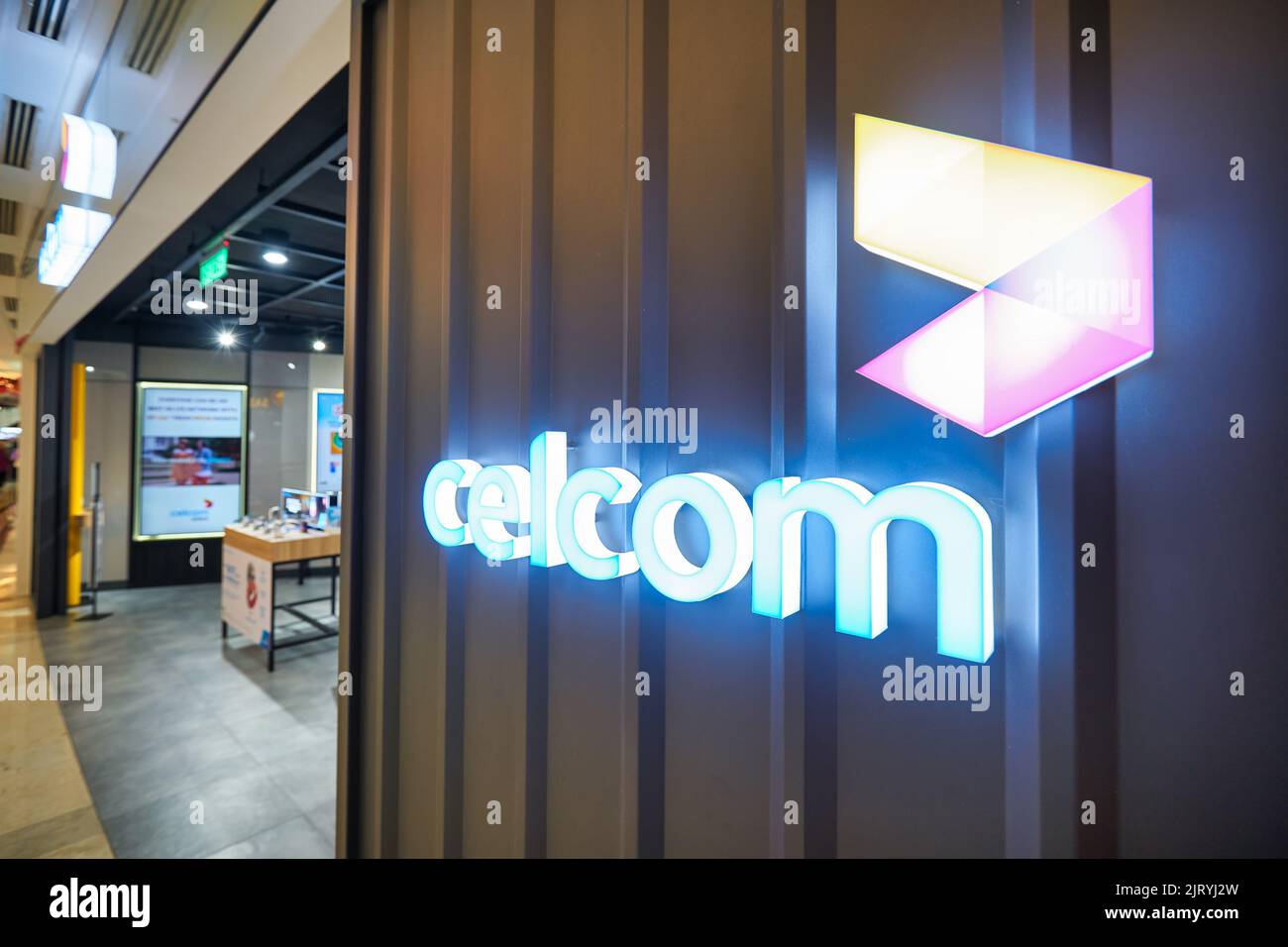 KUALA LUMPUR, MALAYSIA - CIRCA JANUARY, 2020: close up shot of Celcom ...