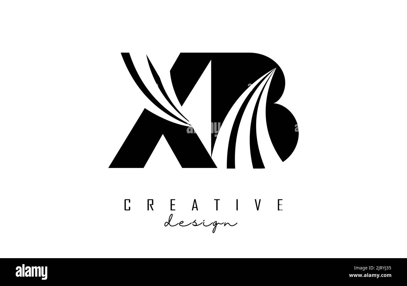 Creative black letter XB x b logo with leading lines and road concept ...