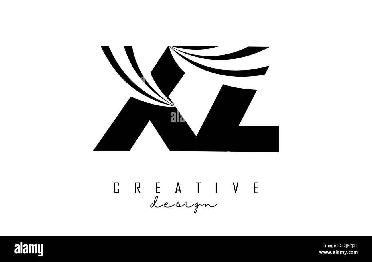 Creative black letter XZ x z logo with leading lines and road concept ...
