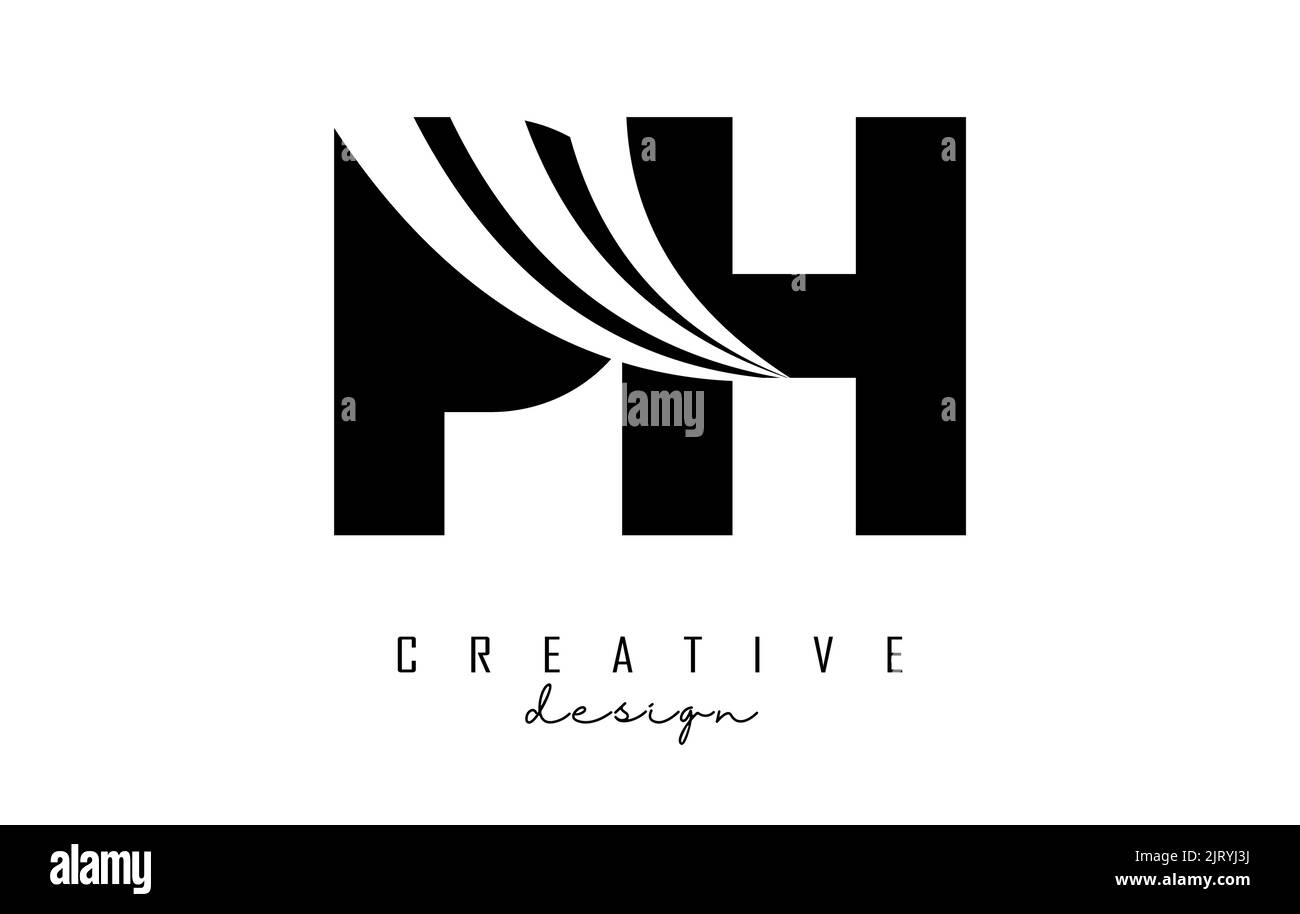 Creative black letter Ph p h logo with leading lines and road concept ...