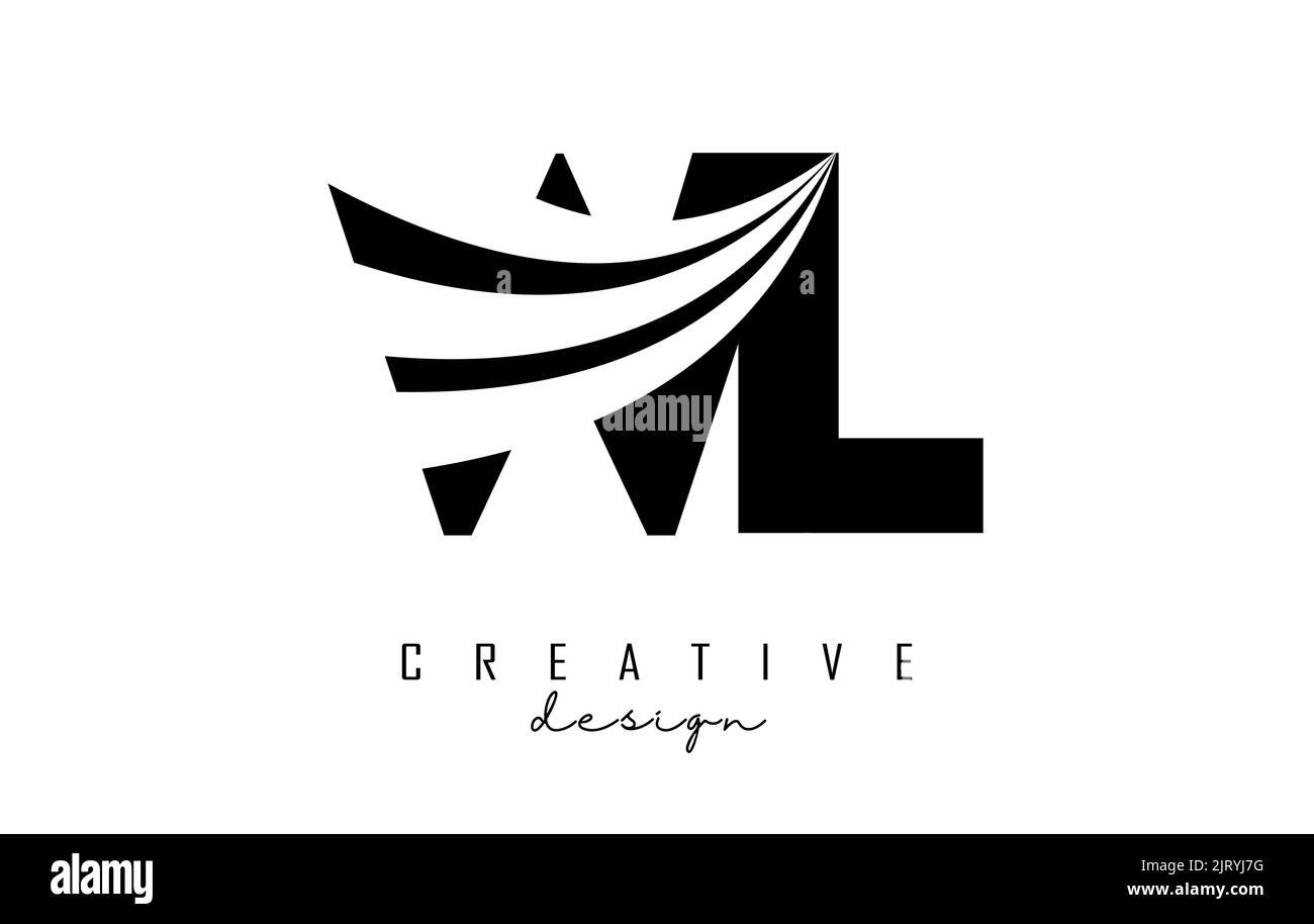 Creative black letter WL w l logo with leading lines and road concept ...