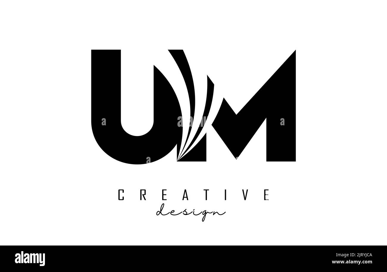 Creative black letter UM u m logo with leading lines and road concept ...