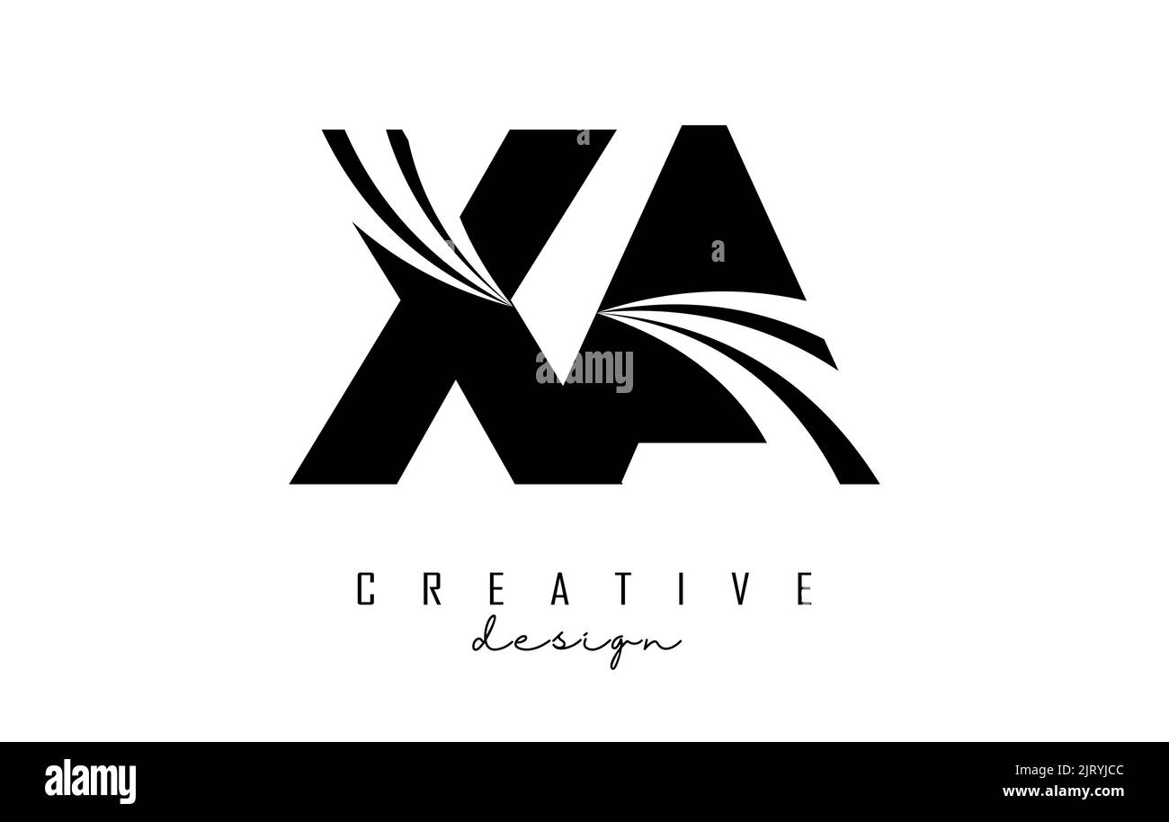 Creative black letter XA x a logo with leading lines and road concept ...