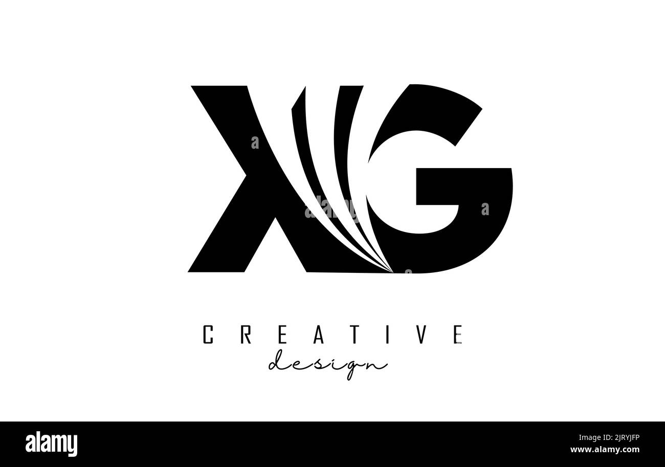 Creative black letter XG x g logo with leading lines and road concept ...