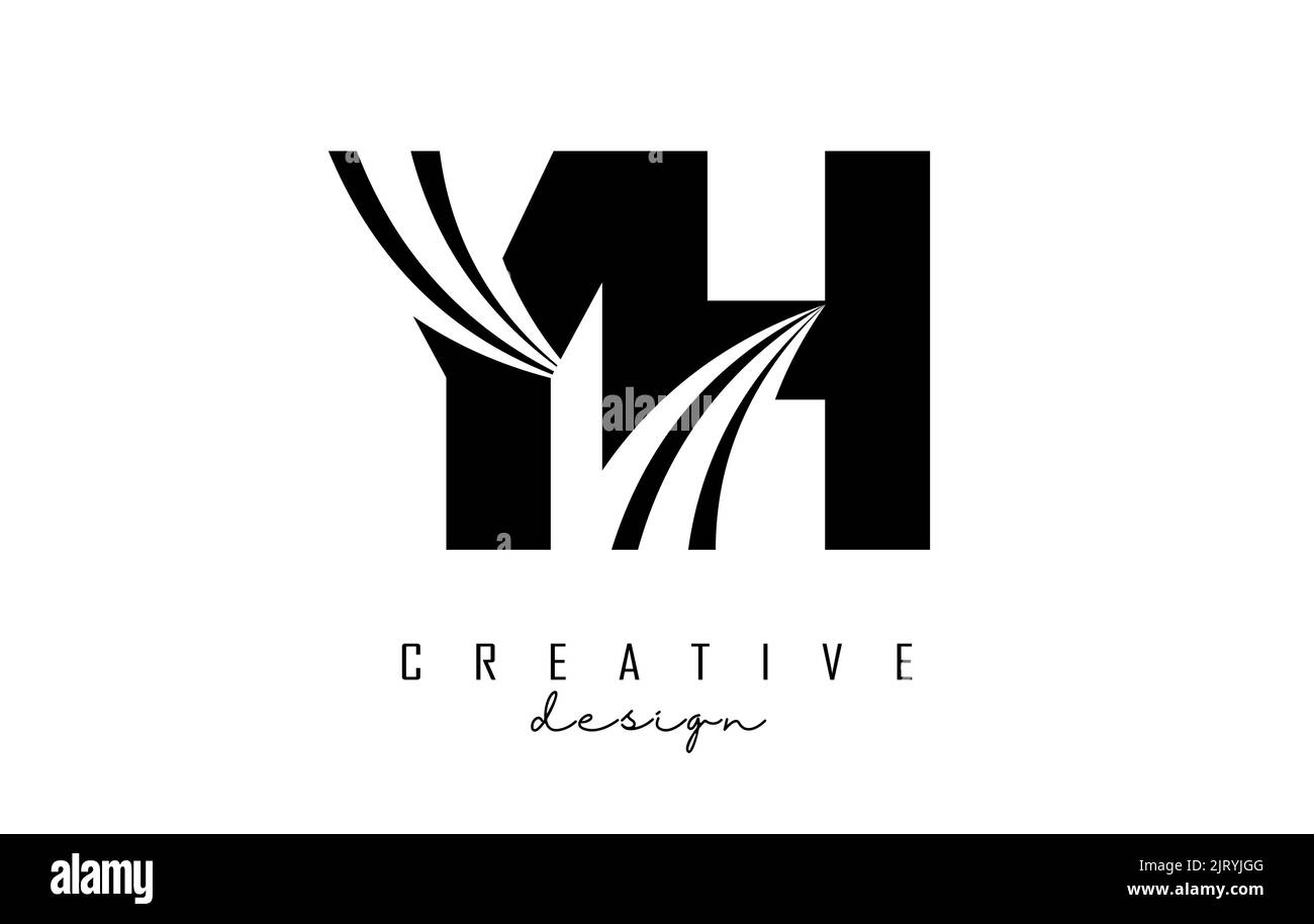 Creative Black Letter Yh Y H Logo With Leading Lines And Road Concept Design Letters With