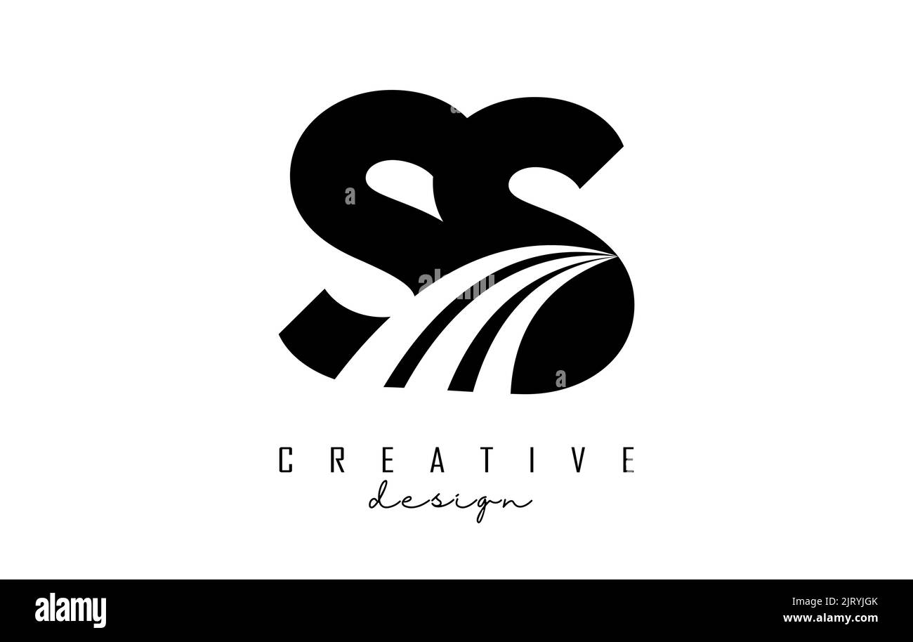 Creative black letter SS s logo with leading lines and road concept ...