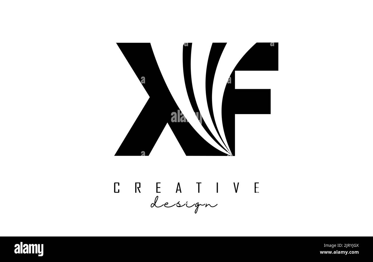 Creative black letter XF x f logo with leading lines and road concept ...