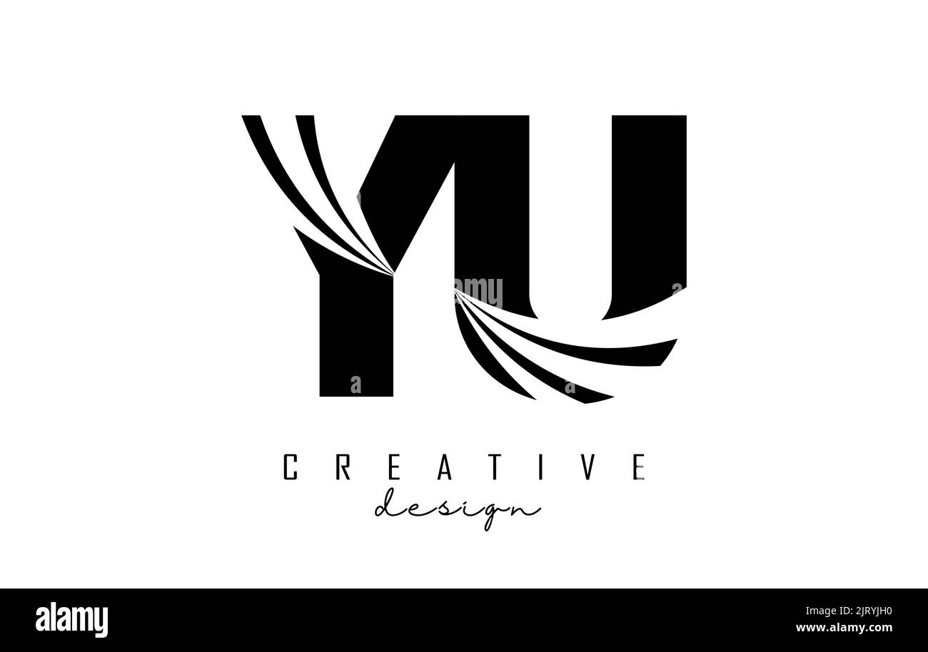 Creative black letter YU y u logo with leading lines and road concept ...