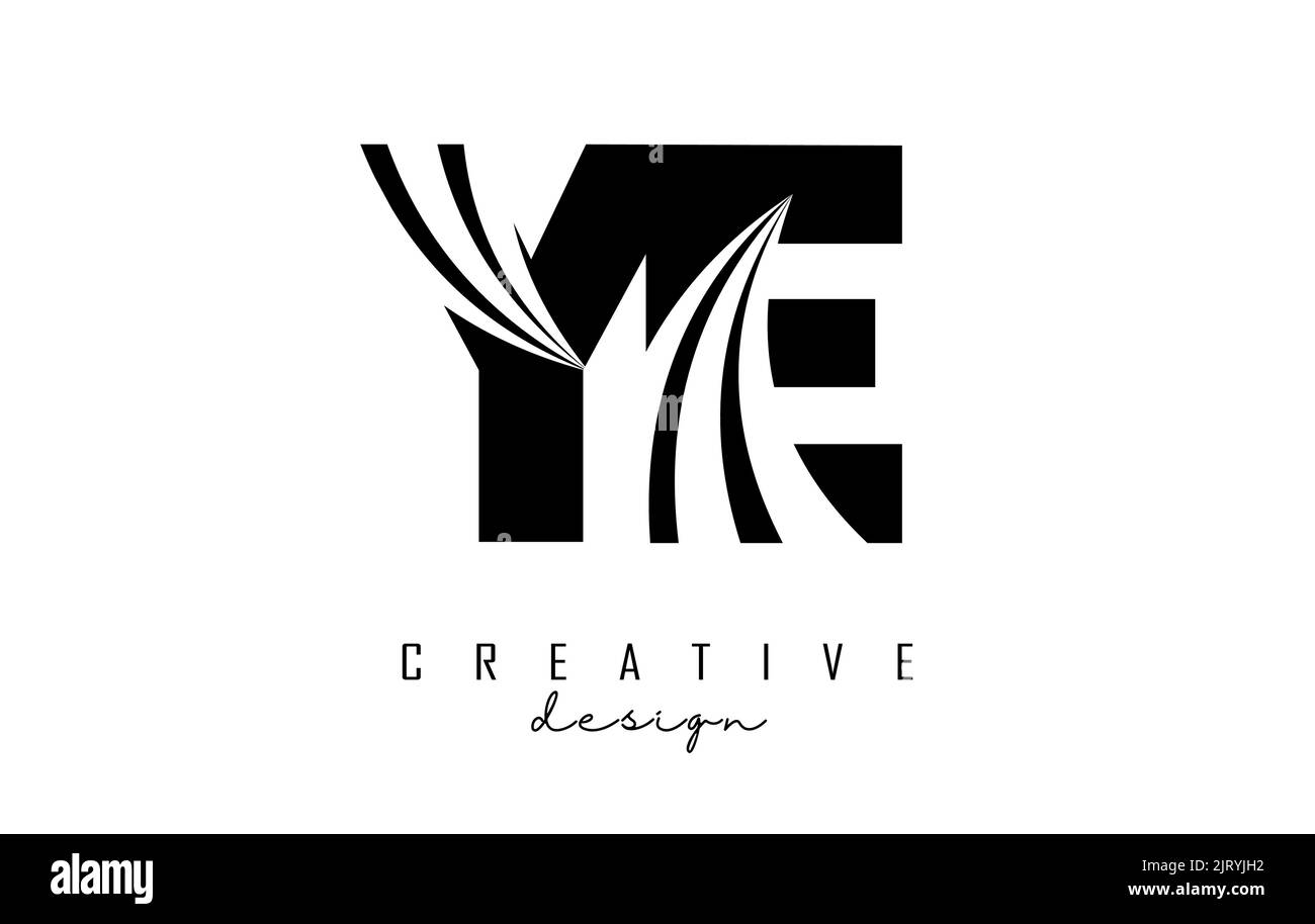 Creative black letter YE y e logo with leading lines and road concept ...