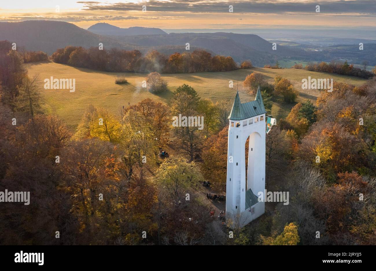 Landscape photograph of the Schoenberg Tower in Golden Autumn ...