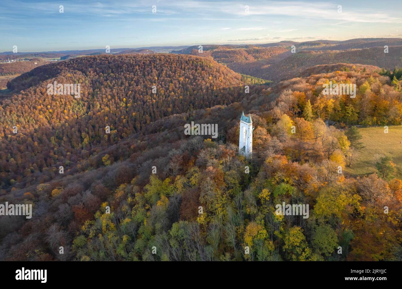 Landscape photograph of the Schoenberg Tower in Golden Autumn ...