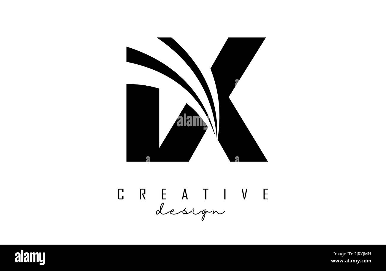 Creative black letter IX i x logo with leading lines and road concept ...