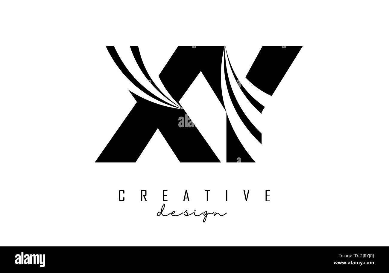 Creative black letter XY x y logo with leading lines and road concept ...