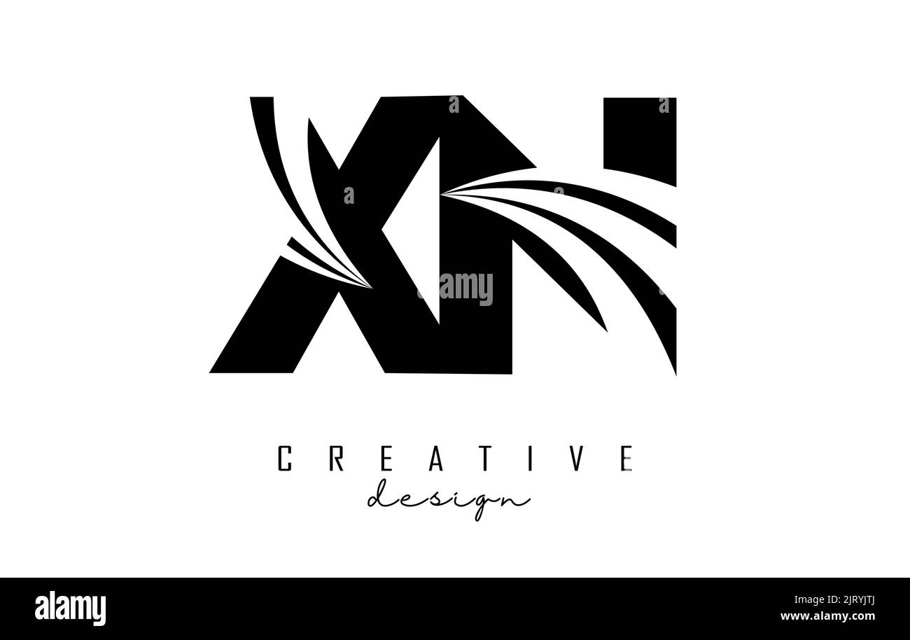 Creative black letter XN x n logo with leading lines and road concept ...