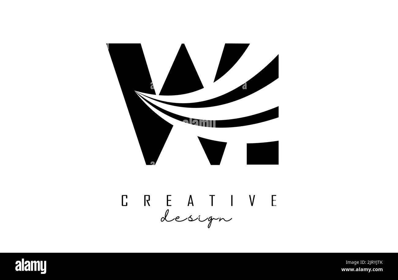 Creative black letter Wi w i logo with leading lines and road concept ...