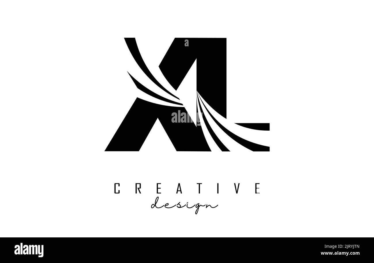 Creative black letter XL x l logo with leading lines and road concept ...