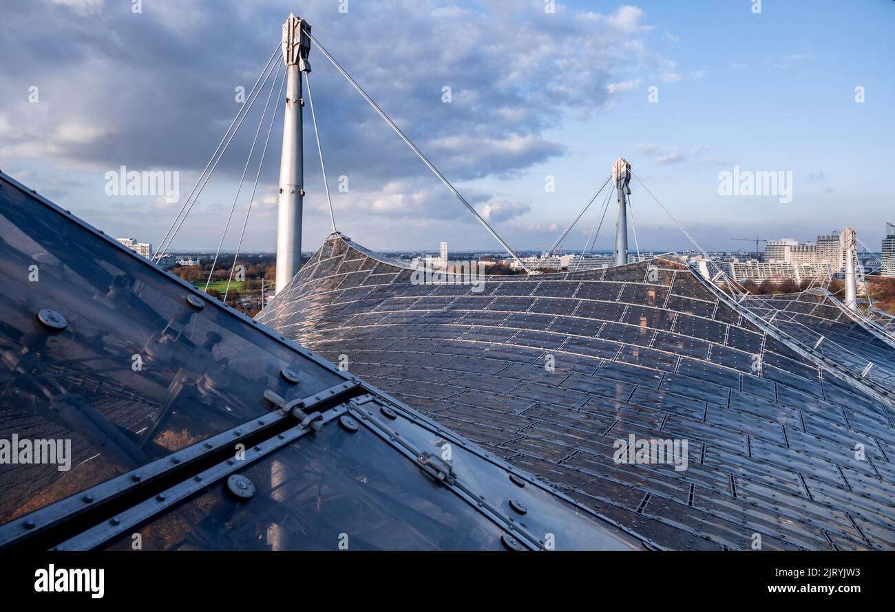 Supports and panels on the tent roof of the Olympic Stadium, Olympic ...