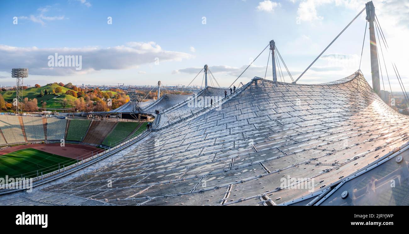People on the Tent Roof of the Olympic Stadium, Olympic Stadium Tent ...