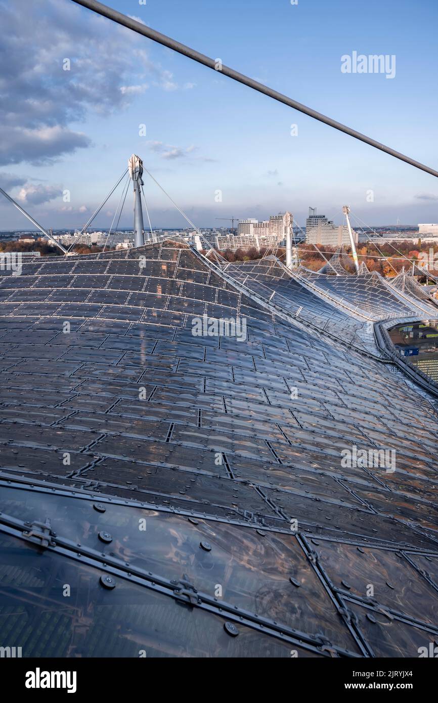 Supports and panels on the tent roof of the Olympic Stadium, Olympic ...