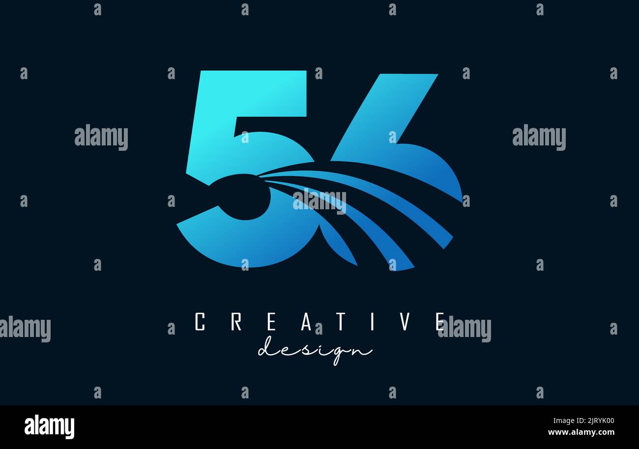 Creative number 56 5 6 logo with leading lines and road concept design ...