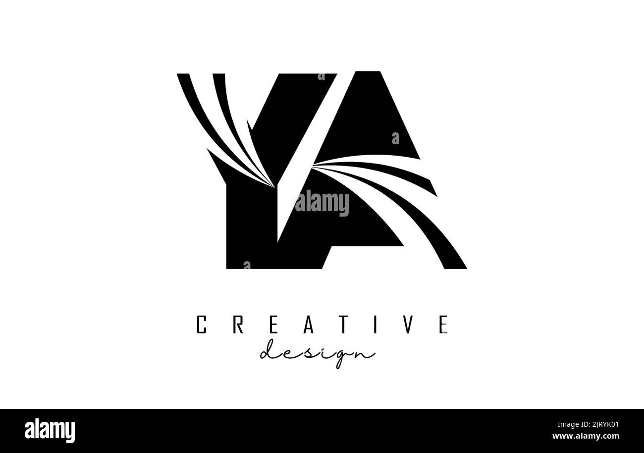 Creative Black Letter Ya Y A Logo With Leading Lines And Road Concept Design Letters With
