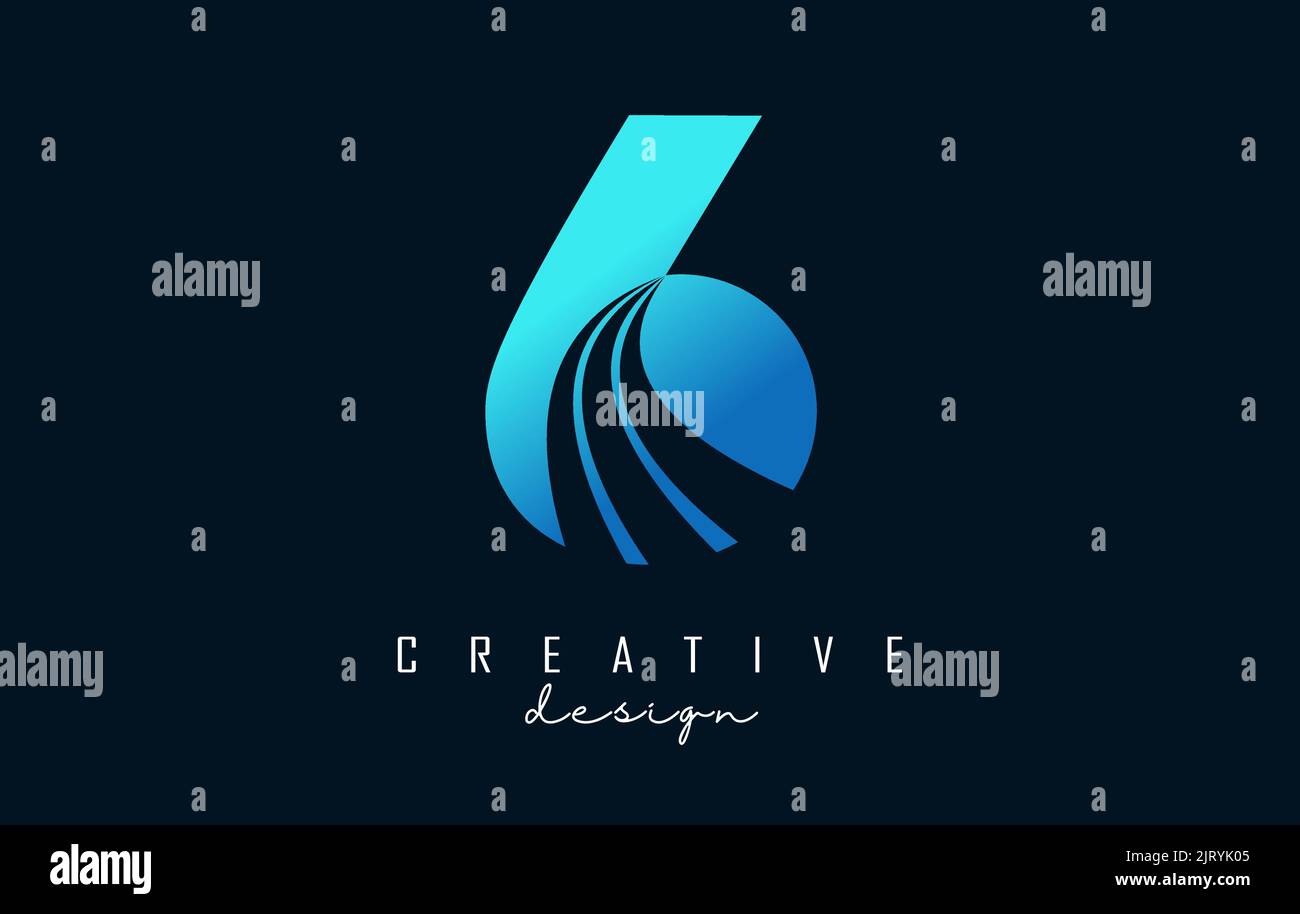 Creative number 6 logo with leading lines and road concept design ...