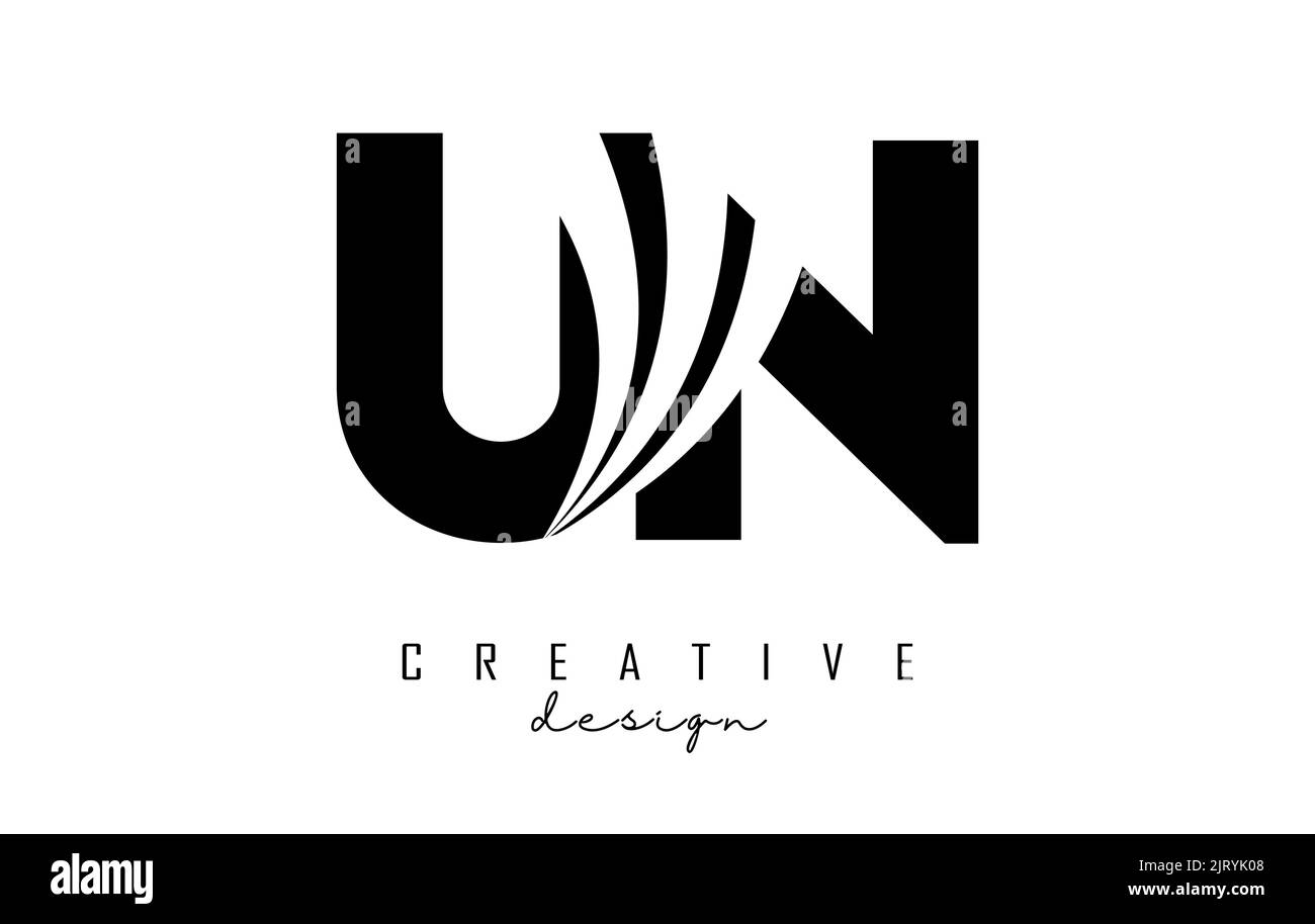 Creative black letter Un u n logo with leading lines and road concept ...