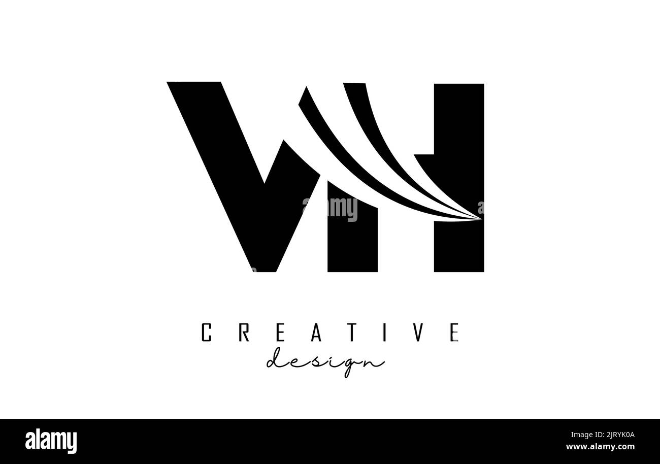 Creative Black Letter Vh V H Logo With Leading Lines And Road Concept Design Letters With