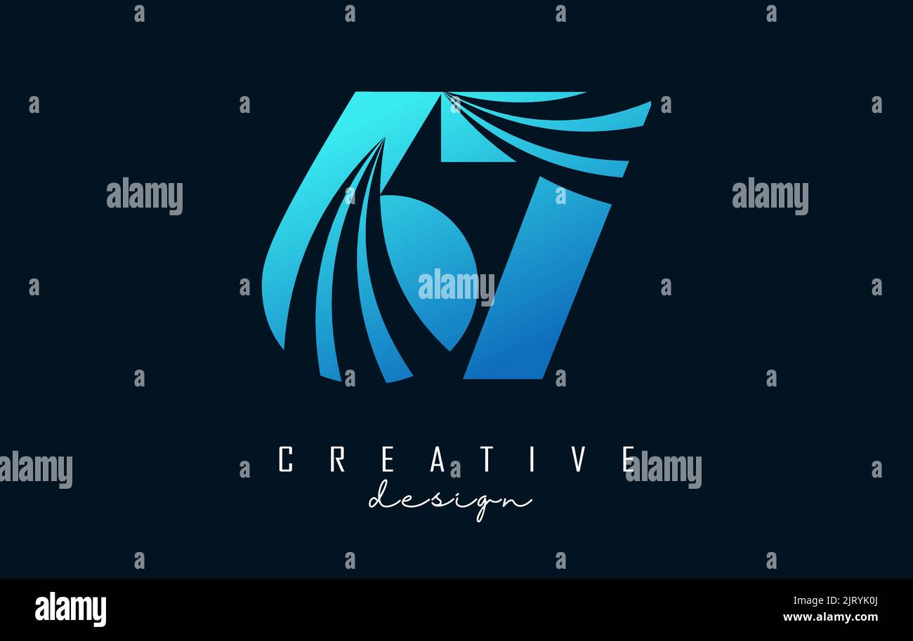 Creative number 67 6 7 logo with leading lines and road concept design ...