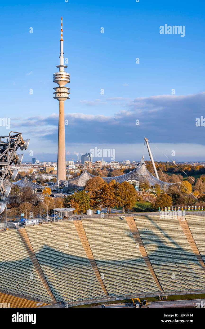 Olympic tower and tent roof of the Olympic swimming hall, Olympic ...