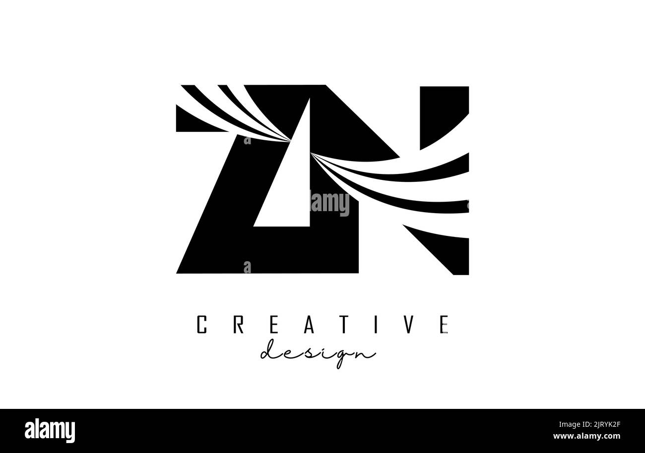 Creative black letter ZN z n logo with leading lines and road concept ... Creative black letter ZN z n logo with leading lines and road concept ...