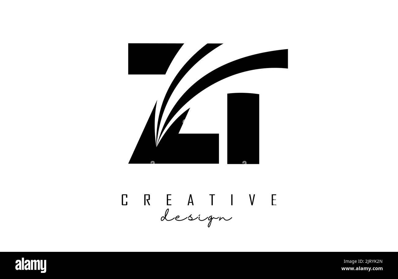 Creative black letter ZT z t logo with leading lines and road concept ...