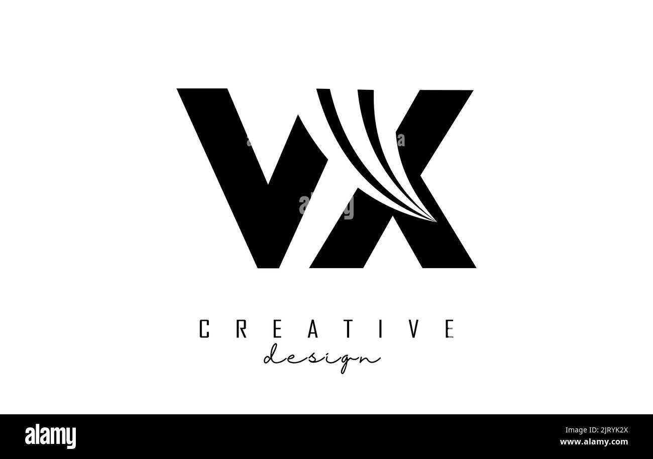 Creative black letter VX v x logo with leading lines and road concept ...