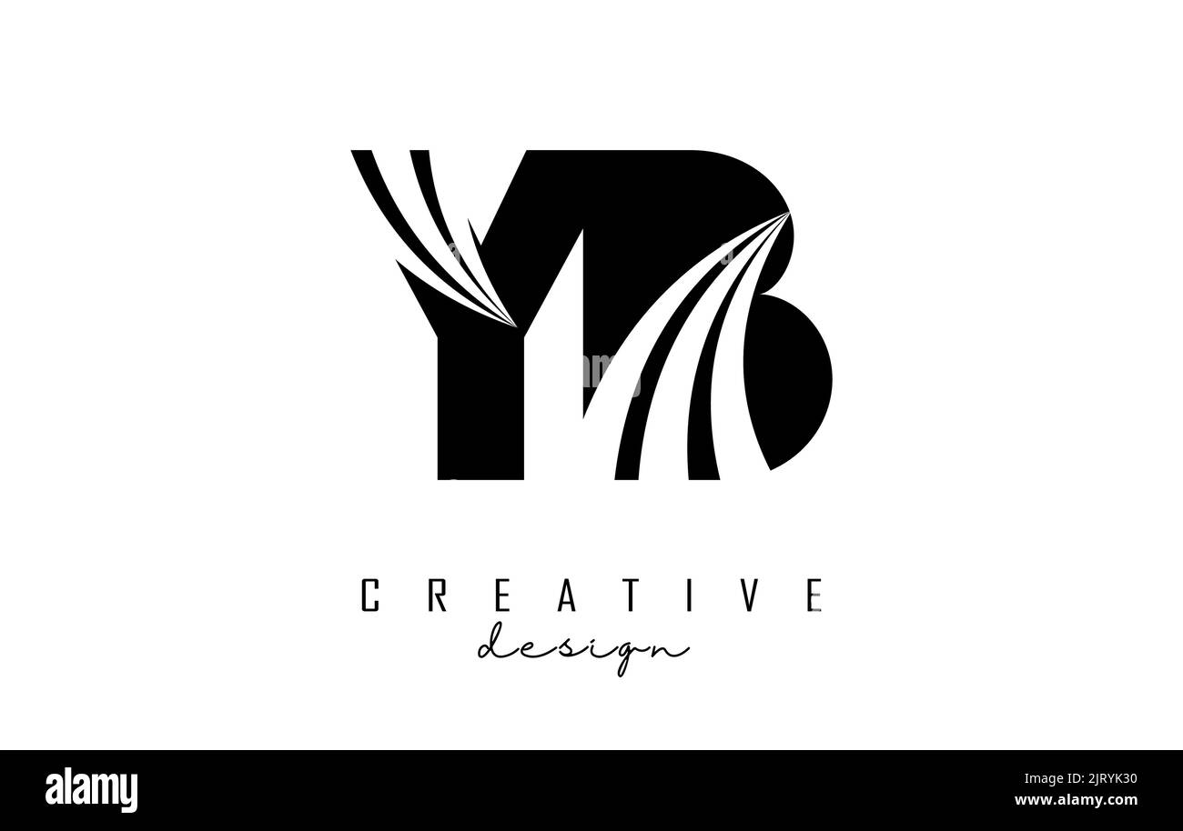 Creative black letter YB y b logo with leading lines and road concept ...