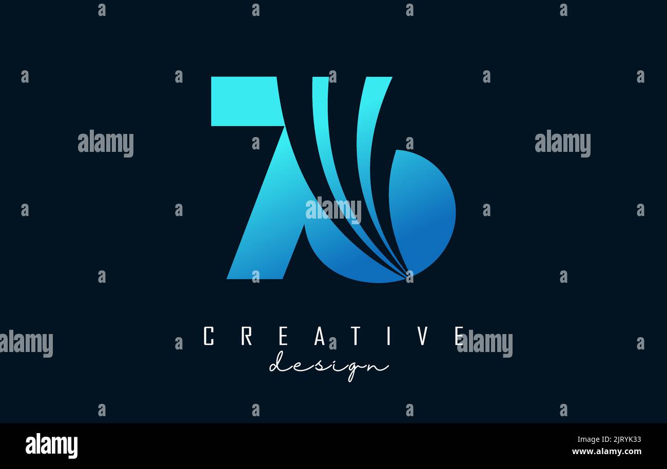 Creative number 76 7 6 logo with leading lines and road concept design ...