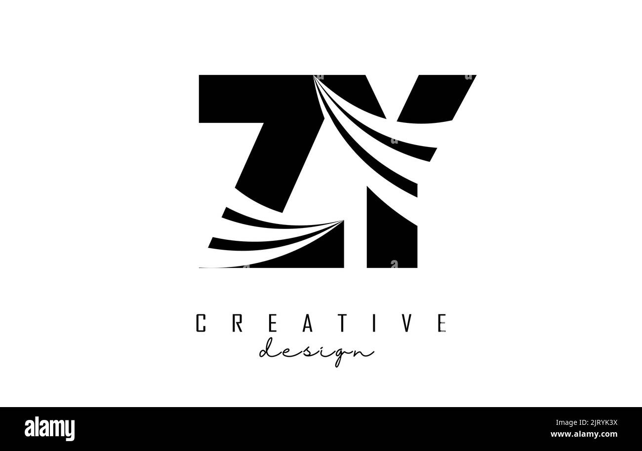 Creative black letter Zy z y logo with leading lines and road concept ...