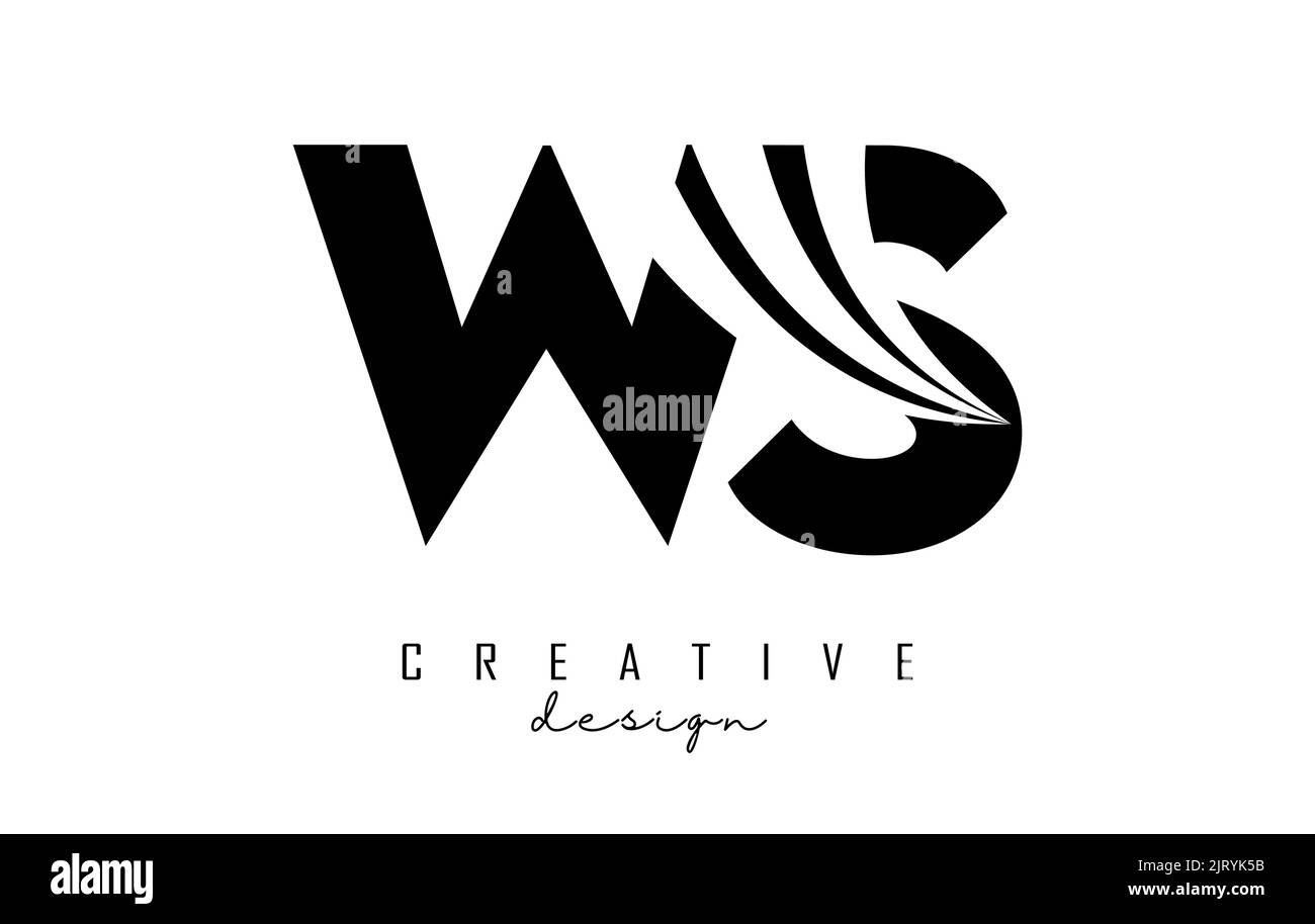 Creative black letter WS w s logo with leading lines and road concept ...